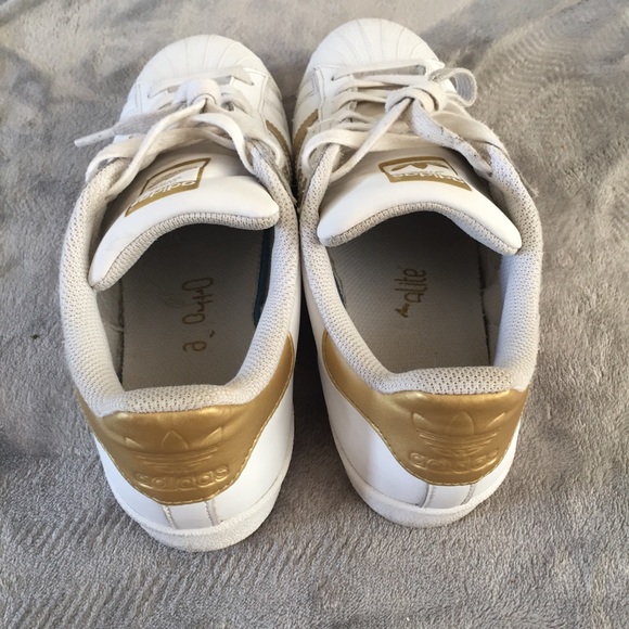 adidas | Shoes | Adidas Shell Toe Gold And White | Poshmark